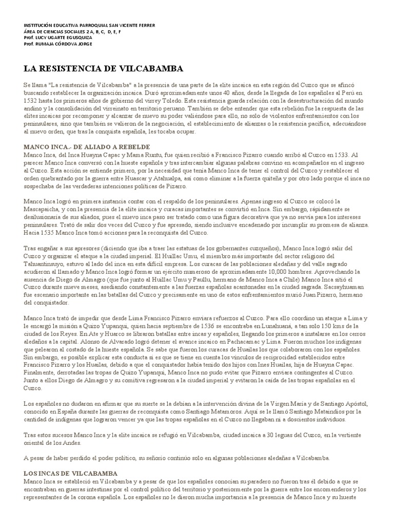 Los Incas de Vilcabamba | PDF | Imperio Inca | Colonización española de ... Los Incas de Vilcabamba | PDF | Imperio Inca | Colonización española de ...