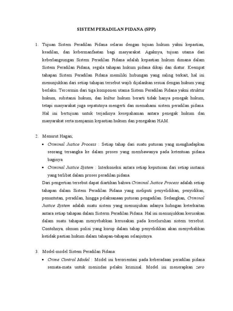 Ringkasan Sistem Peradilan Pidana | PDF