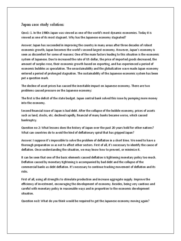 Japan Case Study Solution | PDF | Deflation | Monetary Policy
