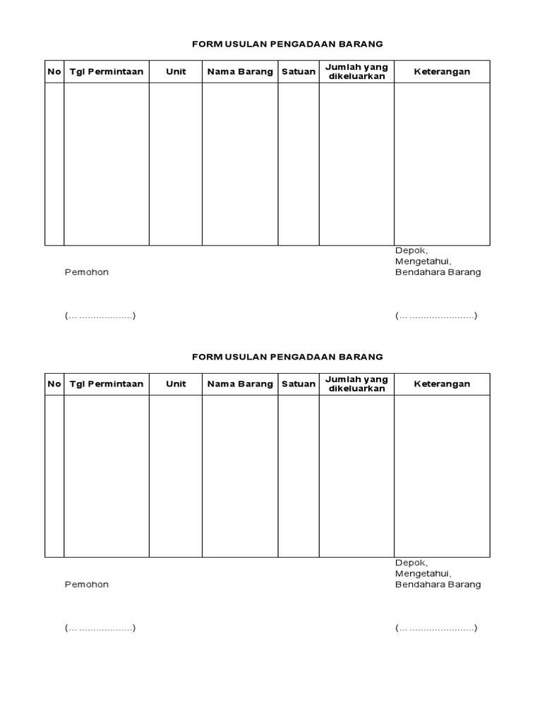 Formulir Usulan Pengadaan Barang | PDF