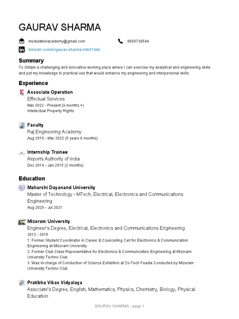 Resume GAURAV SHARMA | PDF | Technology & Engineering