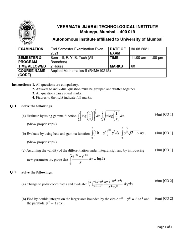 Applied Mathematics Ii Download Free Pdf Equations Mathematical