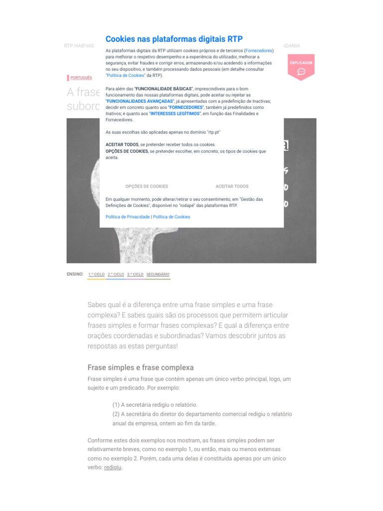 A Frase Complexa - Orações Coordenadas e Subordinadas - RTP Ensina ...