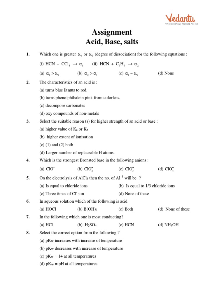 Assignment Acid Bases | PDF | Ph | Acid