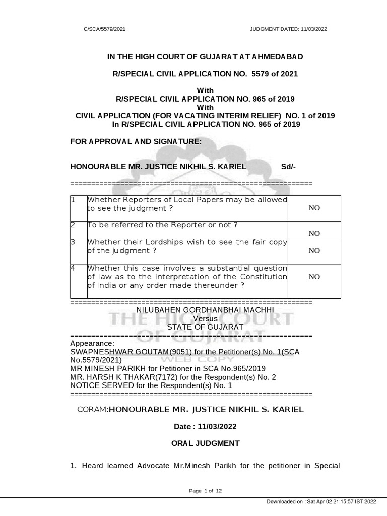 Gujarat CDPO Appointment Ruling | PDF | Judgment (Law) | U.S. State