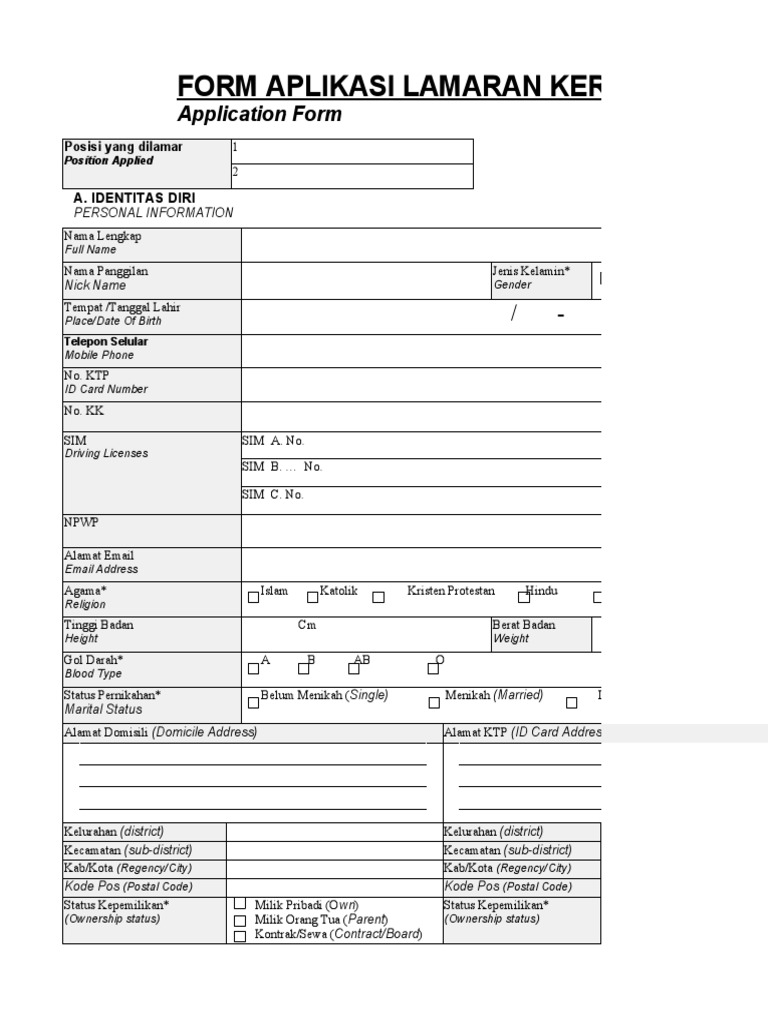 FRM - HRD.002 R.01 - Data Pelamar (Fill) | PDF