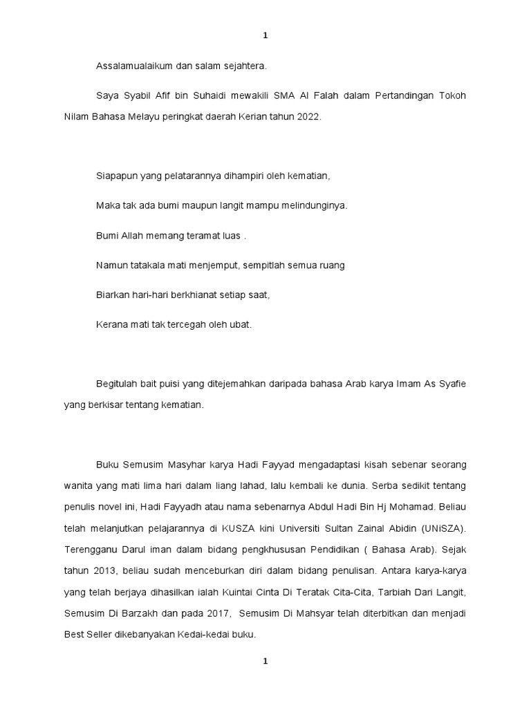 Sinopsis Buku Semusim Masyhar | PDF