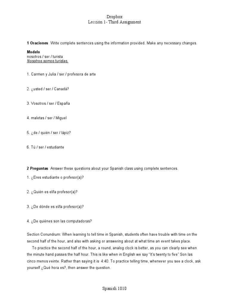 Dropbox L1 - Third Assignment | PDF | Grammar | Grammatical Number