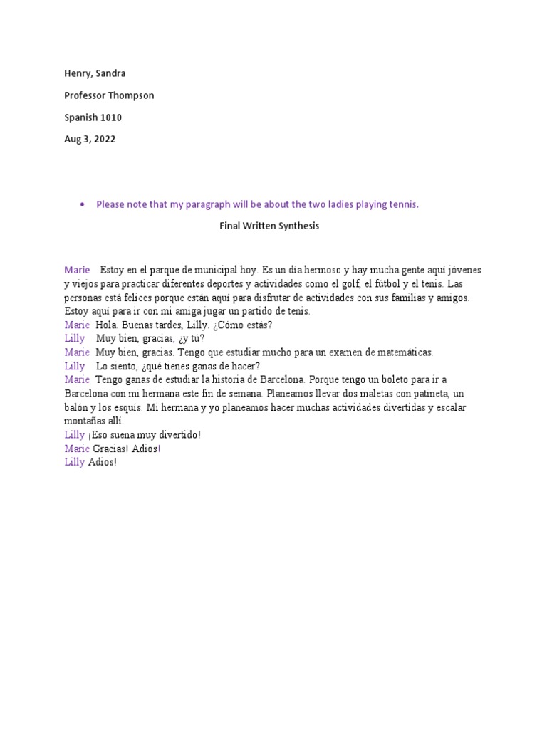 Final Written Synthesis | PDF