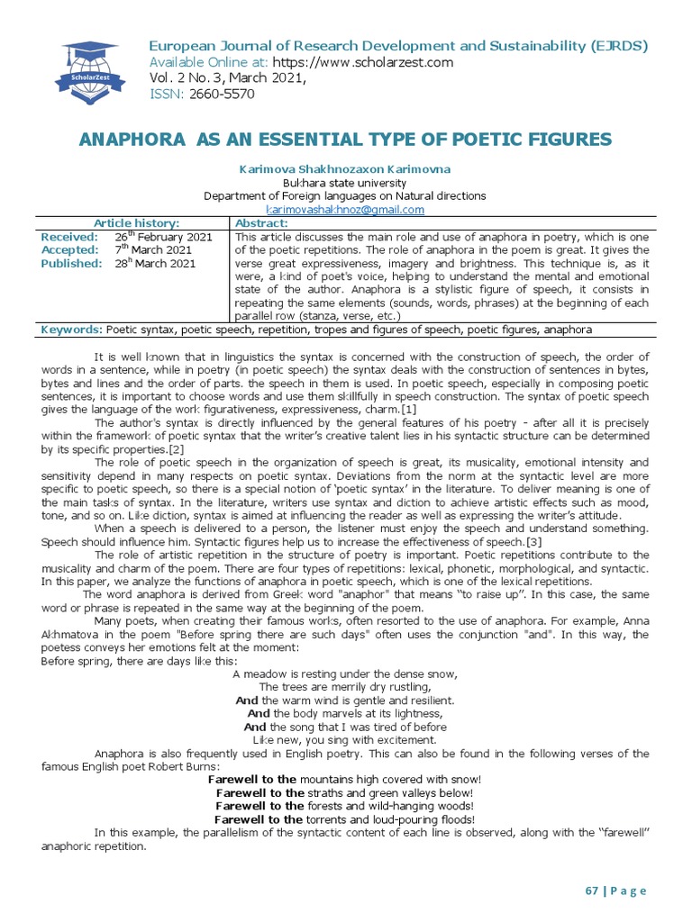 ANAPHORA | PDF | Poetry | Speech