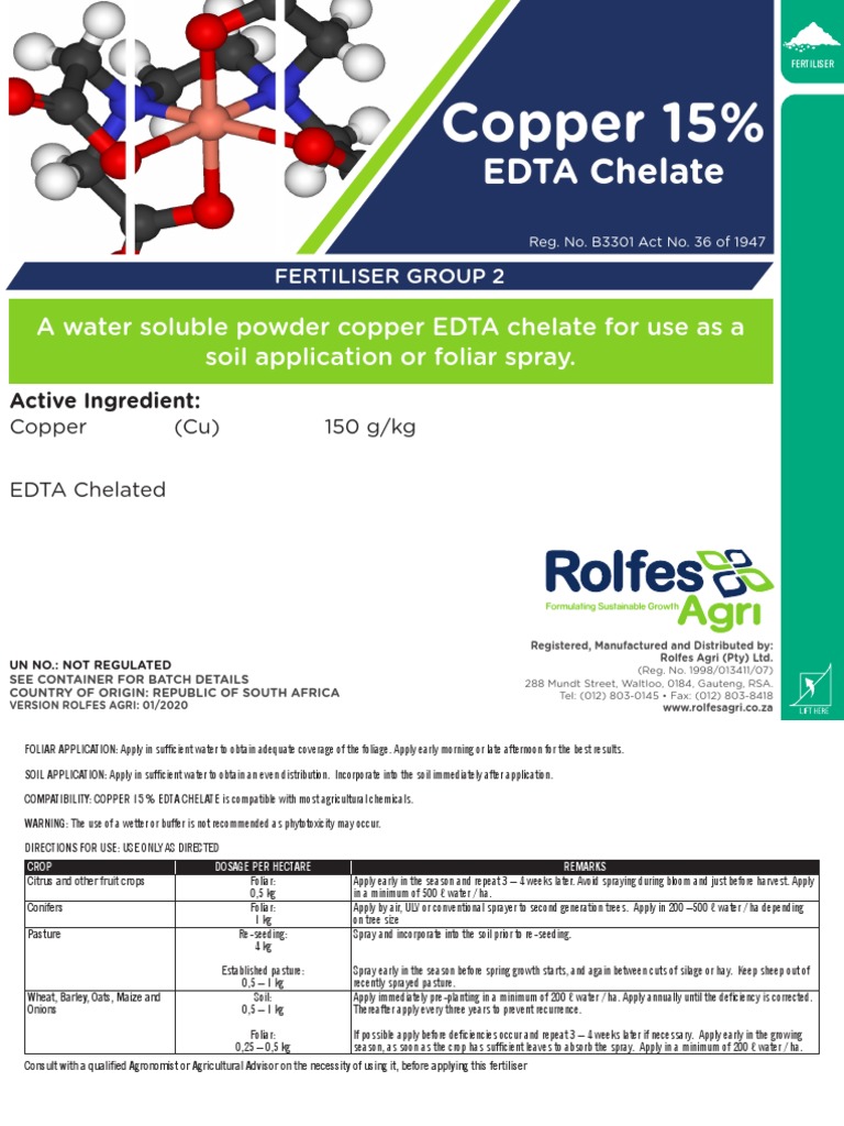 EDTA Copper Label | PDF | Fertilizer | Soil