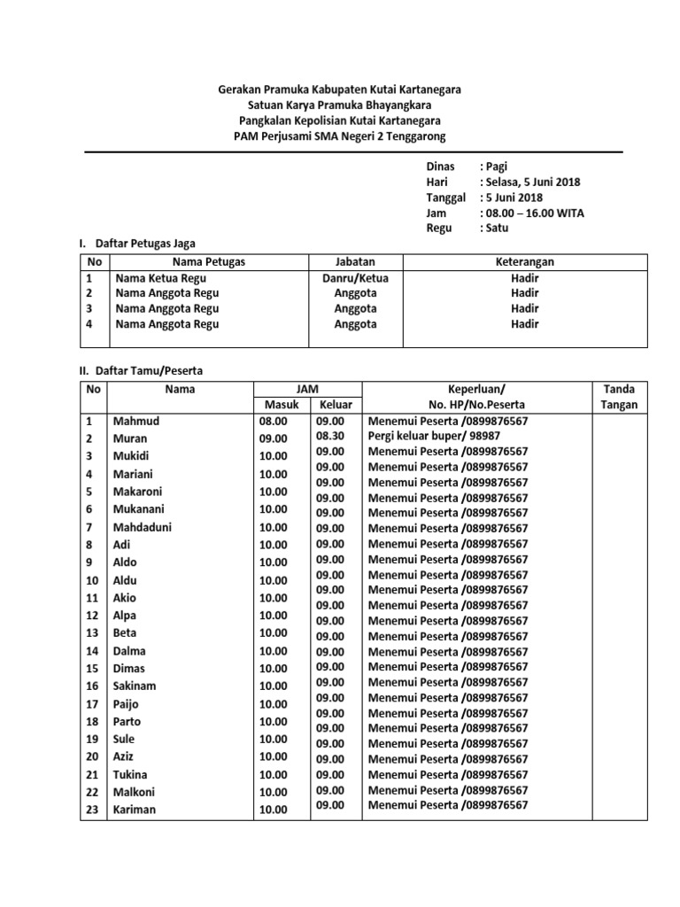 Contoh Format Buku Tamu | PDF
