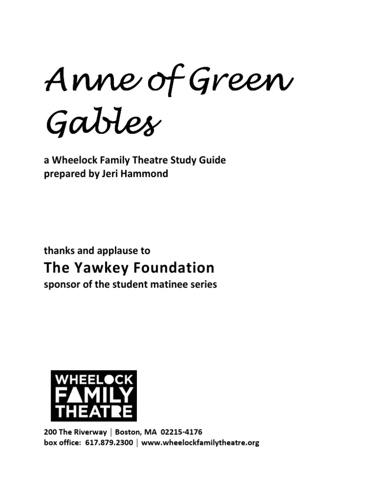 Anne of Green Gables Study Guide | PDF | Lucy Maud Montgomery | Anne Of ...