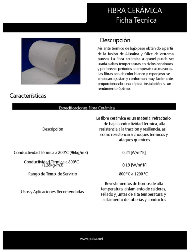 3 Ficha Tecnica Fibra Ceramica | PDF | Ciencias fisicas | Ingeniería de Edificación
