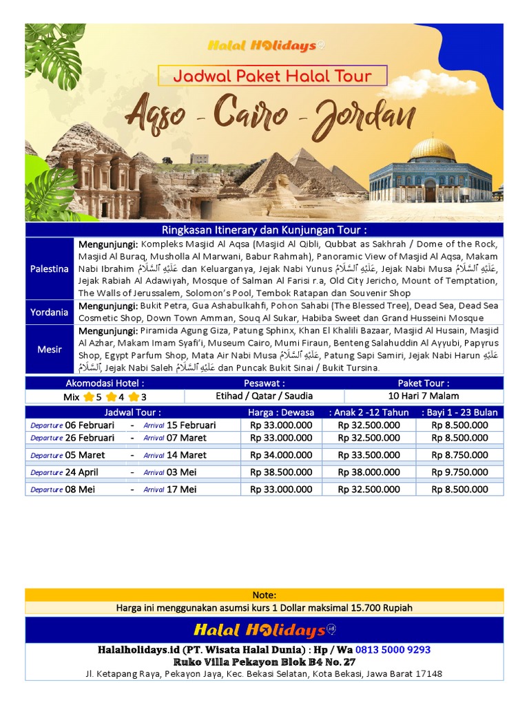 Brosur Tour Aqsa Cairo Amman New | PDF