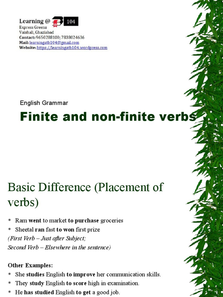 Finite vs Non-Finite Verbs Explained | PDF | Verb | Subject (Grammar)