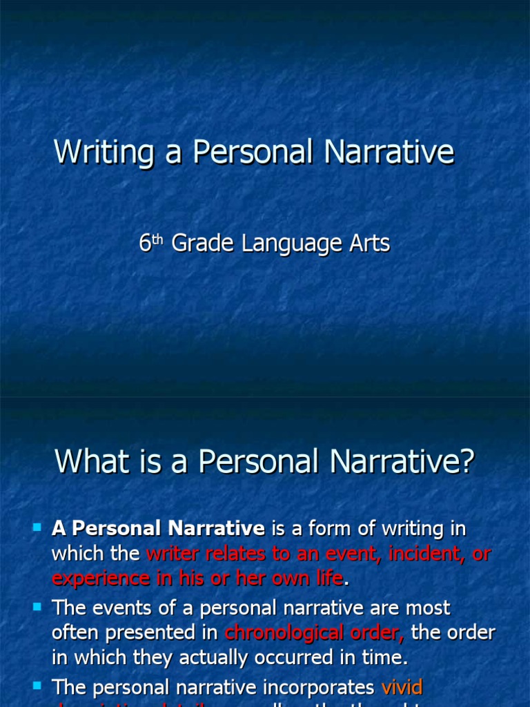 Writing Personal Narratives for 6th Grade | PDF | Narrative | Essays