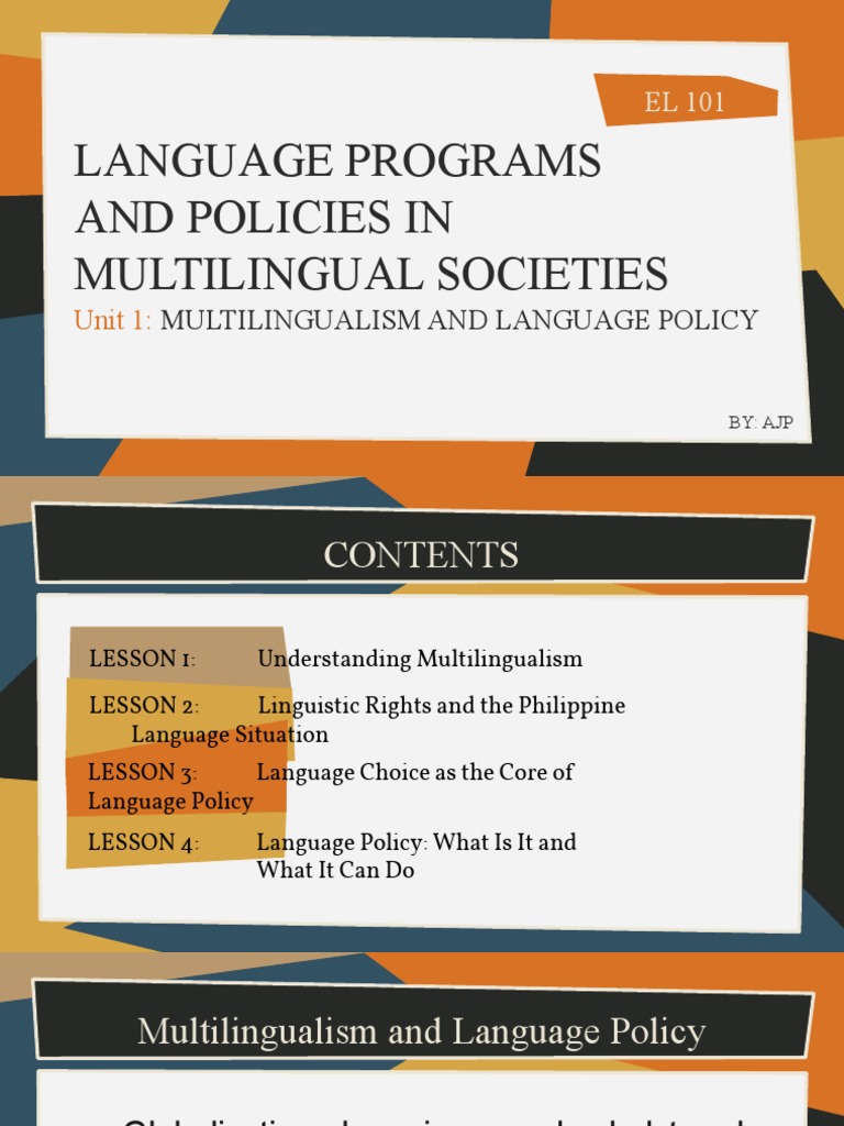 Lesson 1-4 Chapter 1 EL 101 | PDF | Multilingualism | Minority Group
