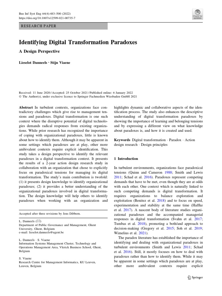 Identifying Digital Transformation Paradoxes | PDF | Innovation ...