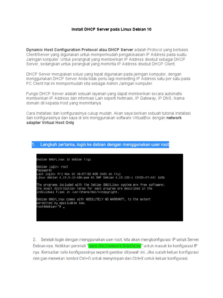 Instalasi DHCP Server Debian 10 | PDF | Komputer