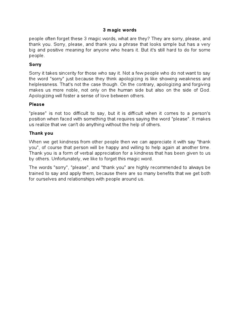3 Magic Words | PDF