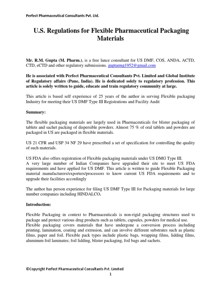 US Regulations For Flexible Packaging Materials | PDF | Polymers ...