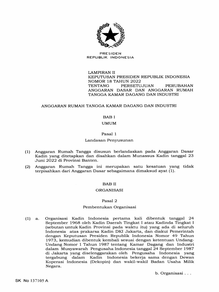 Keppres Nomor 18 Tahun 2022 - Lampiran II | PDF
