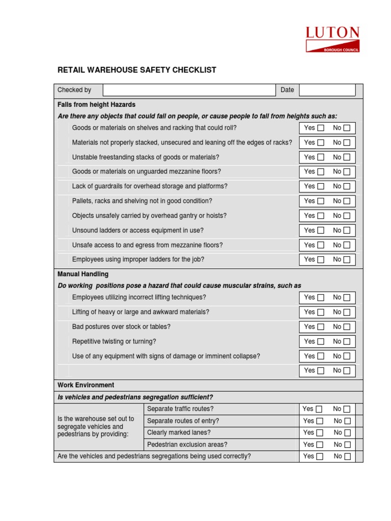 Sample Retail Daily Checklist Template | PDF | Warehouse | Personal ...
