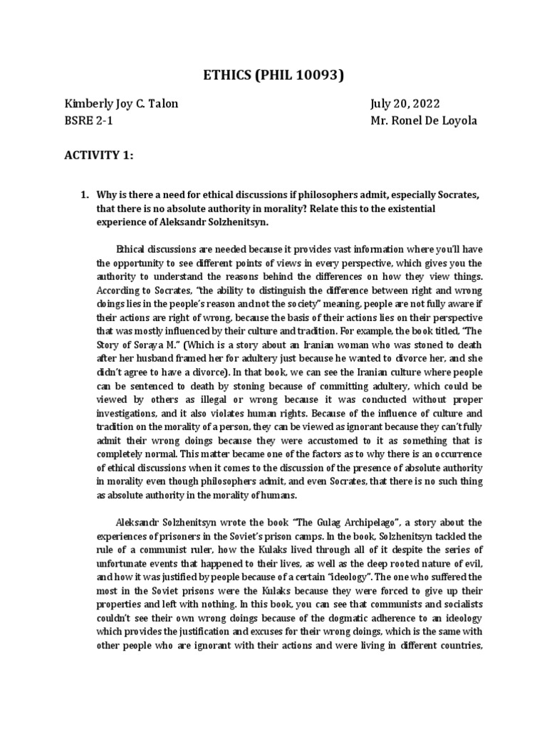 Ethical Discussions and Moral Perspectives | PDF | Morality ...