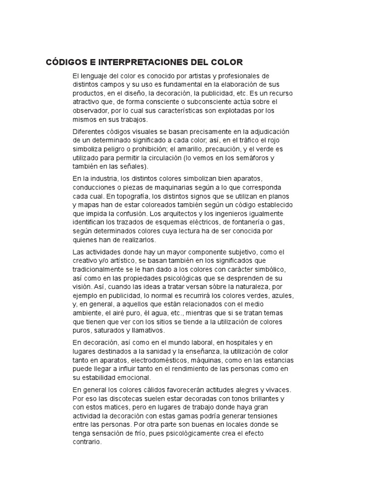 Códigos e Interpretaciones Del Color | PDF | Color | Verde