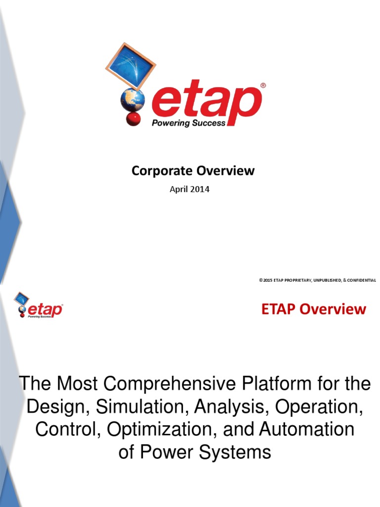 100 - ETAP Corporate Overview | PDF | Electrical Grid | Computing