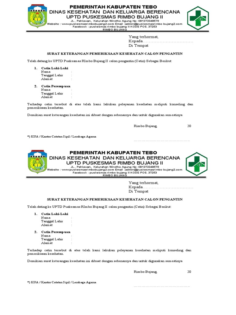 Surat Ket Catin | PDF