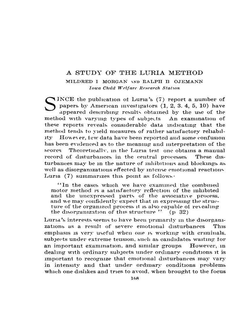 A Study of The Luria Method | PDF | Attitude (Psychology) | Evidence