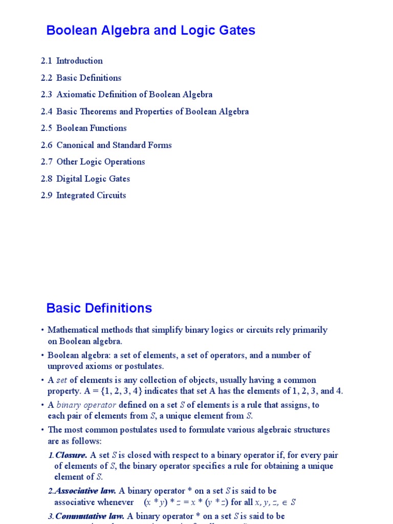 DSD Boolean Algebra and Logic Gates | PDF | Logic Gate | Boolean Algebra