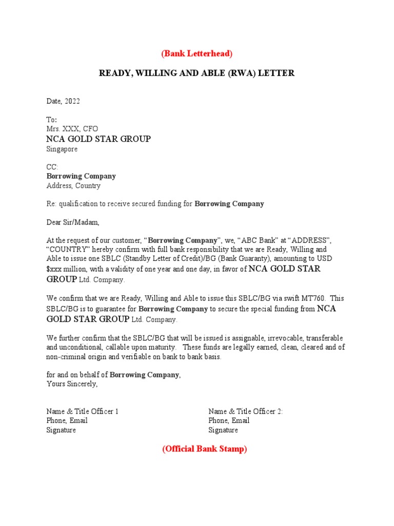 2 Sample RWA Letter | PDF