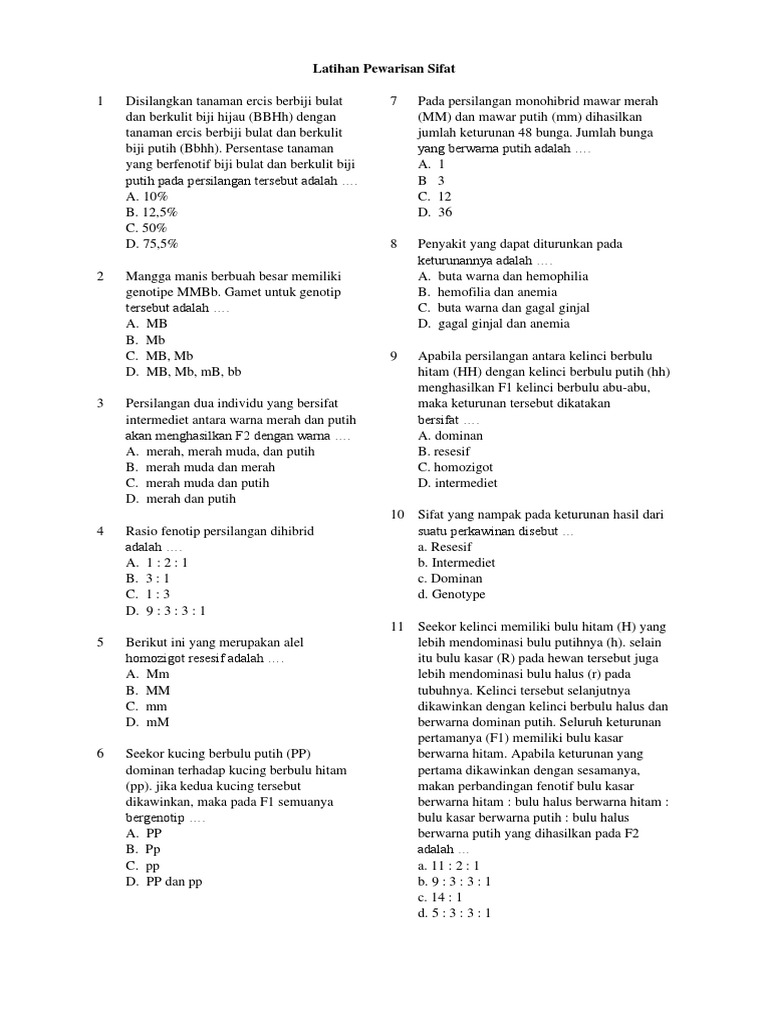 Latihan Pewarisan Sifat | PDF
