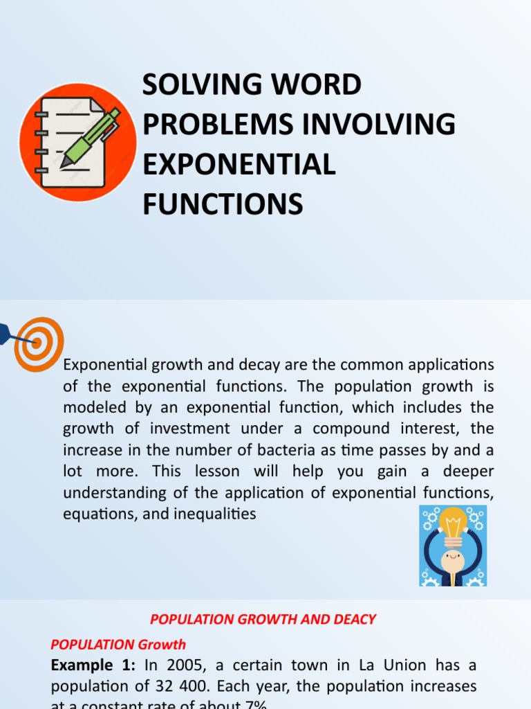 Solving Word Problems Involving Exponential Functions | PDF | Exponential Function | Interest