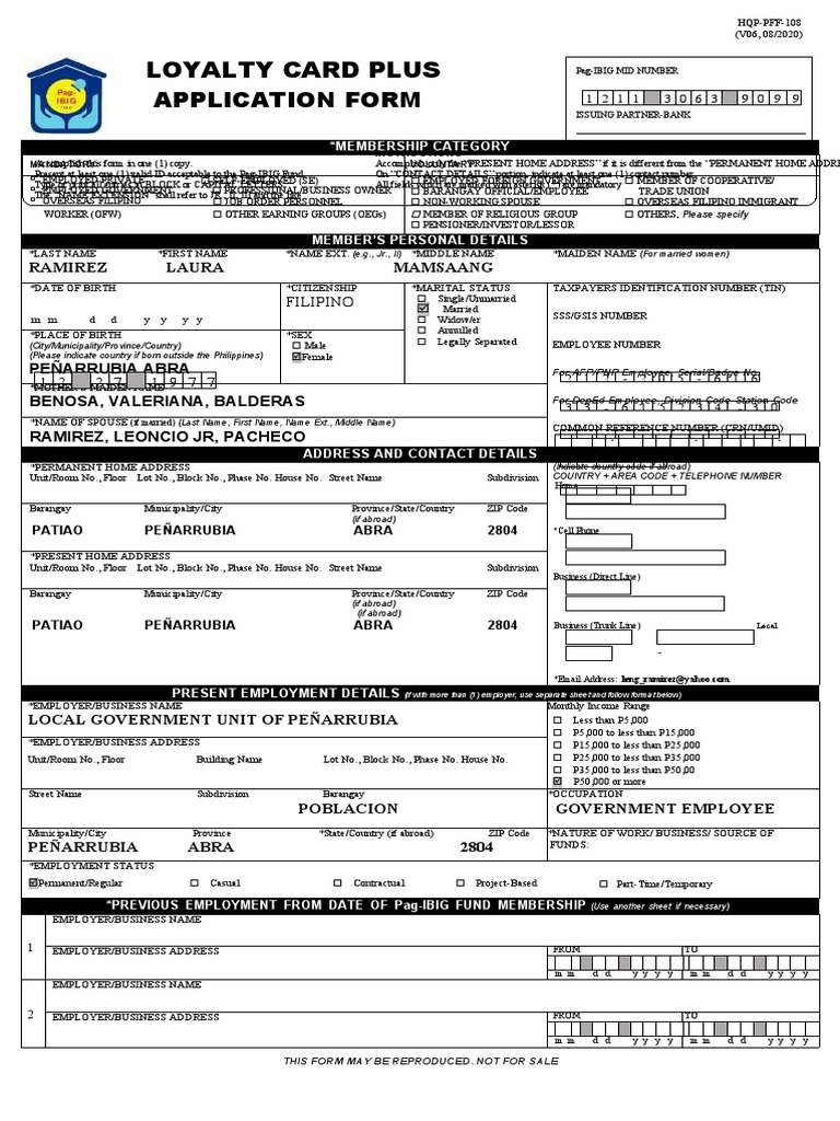 PFF108 LoyaltyCardPlusApplicationForm V06 | PDF | Identity Document | Credit Card