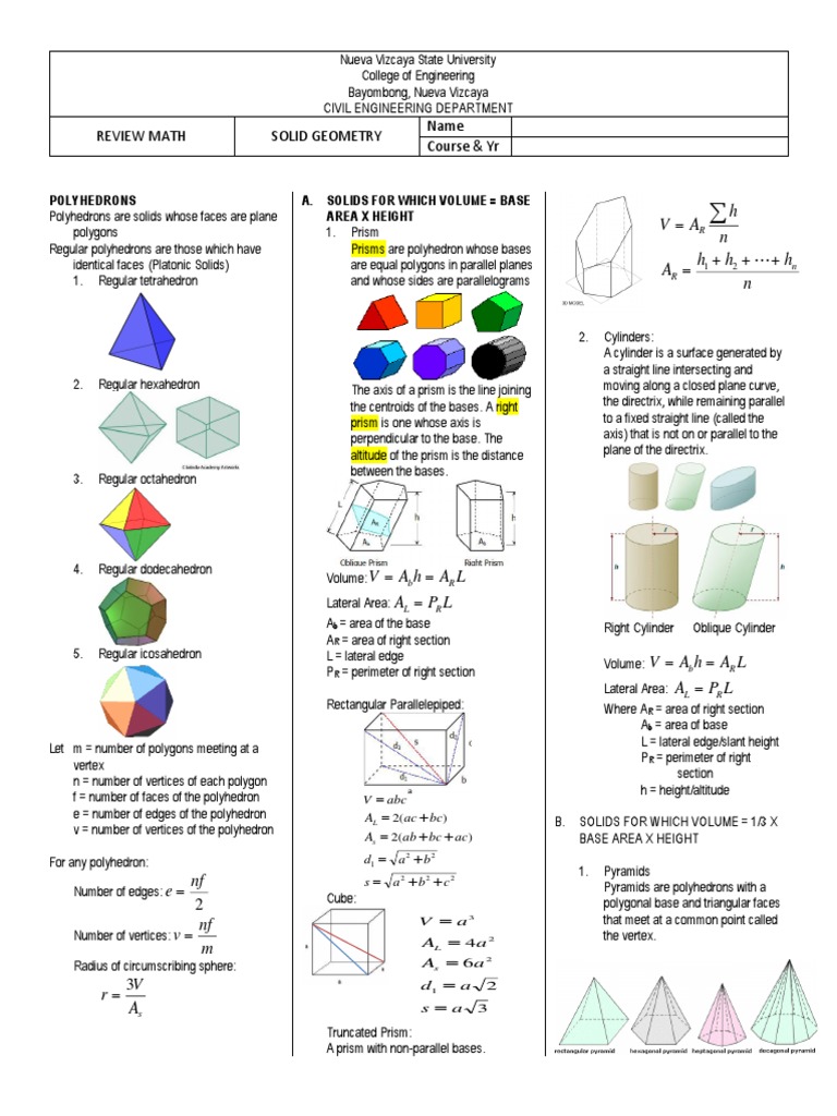 Solid Geometry | PDF | Sphere | Area