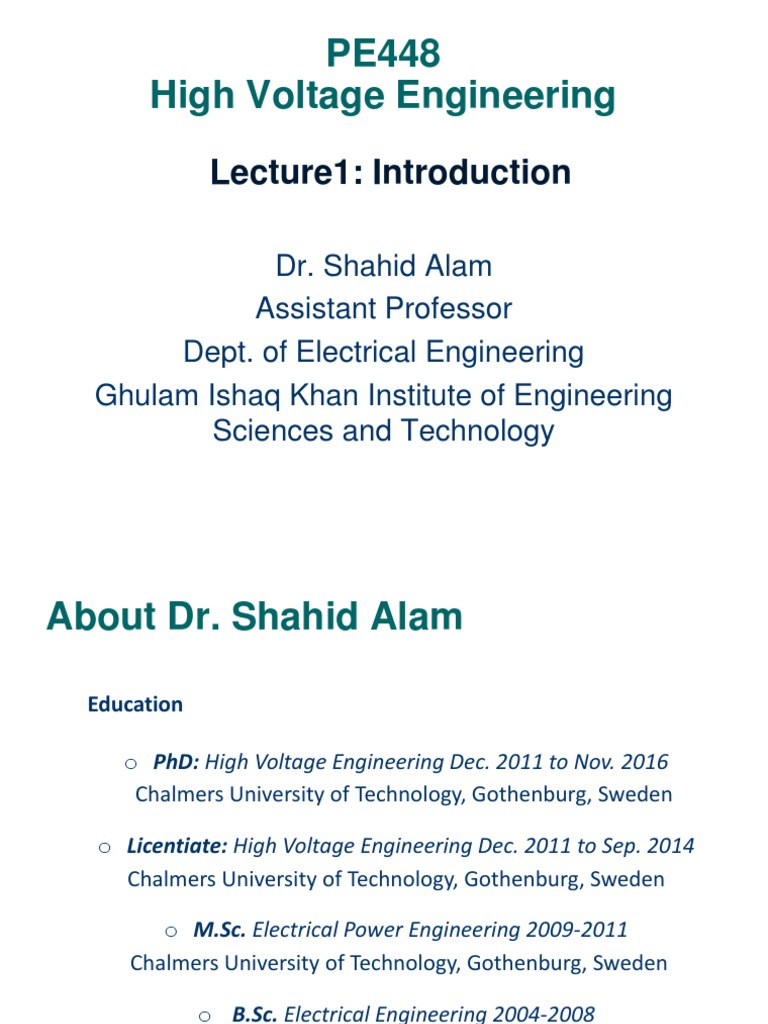 Pe448 Lect1 Pdf Electric Power Transmission Electrical Breakdown