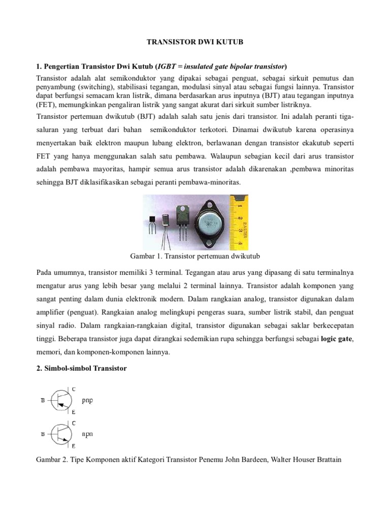 Bab 1 Transistor 2 | PDF | Sains & Matematika