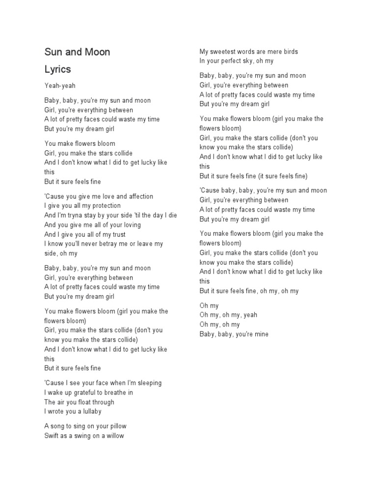Sun and Moon Lyrics | PDF