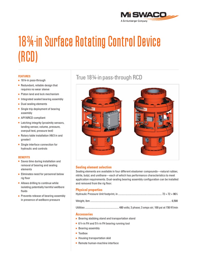Rotating Control Device 18in Ps | PDF | Pressure | Pipe (Fluid Conveyance)