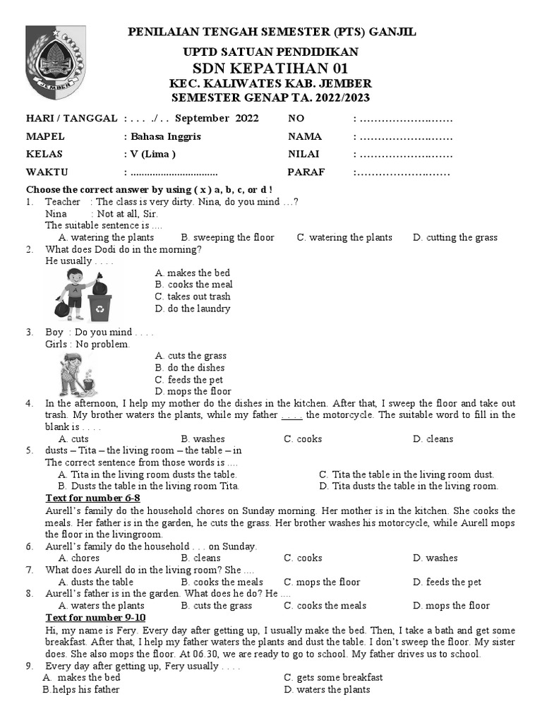 Soal PTS Ganjil BHS Inggris | PDF