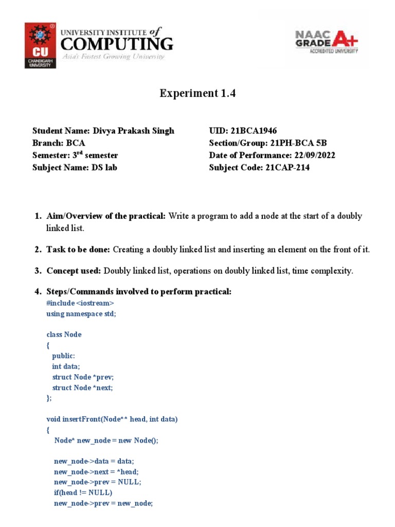 21BCA1946 Worksheet1.4 | PDF | Algorithms And Data Structures ...