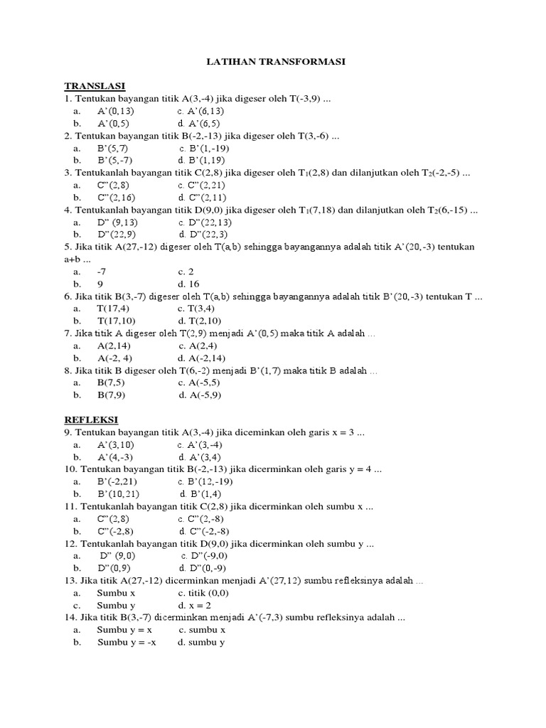 Latihan Transformasi 2 | PDF