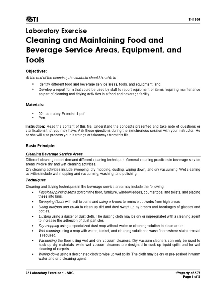02 Laboratory Exercise 1 - ARG | PDF | Tableware | Vacuum Cleaner