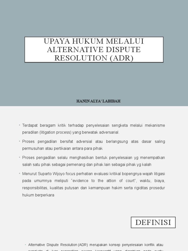 13 Upaya Hukum Adr | PDF
