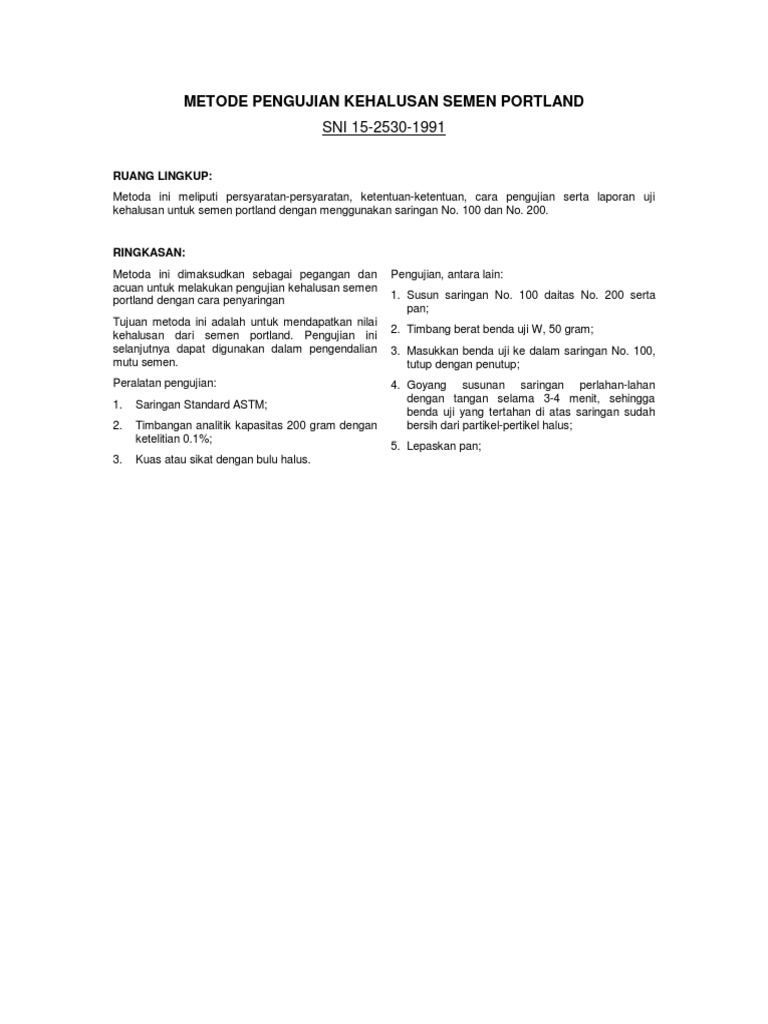 Sni 15-2530-1991 | PDF