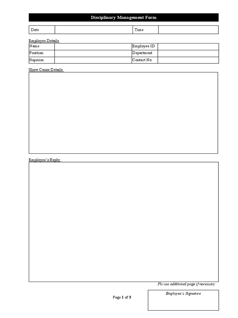 Disciplinary Management Form | PDF